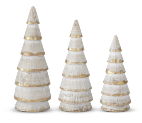 Whitewashed Gold Gilded Wood Trees – Olive Tree Marketplace